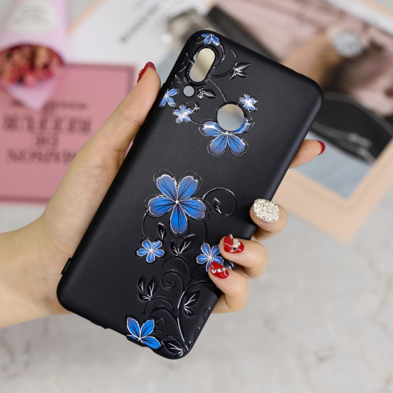 Plastový kryt modré květiny pro Huawei Nova 3i - černý - JustKing.cz